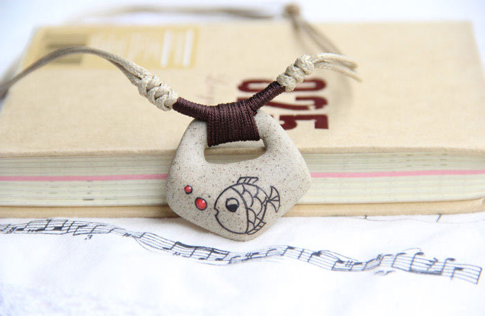 Necklace Pendant Clay Fish Ceramic Fashion Ethnic Jewelry Handmade ...