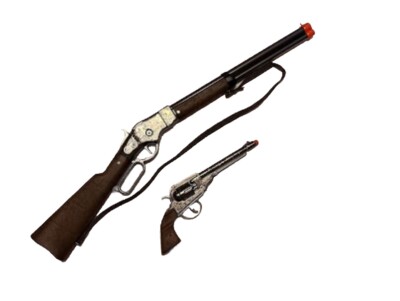 NEW 2pc Cowboy 8-Shot Toy Lever Action Rifle & Cap Gun Playset - Silver ...