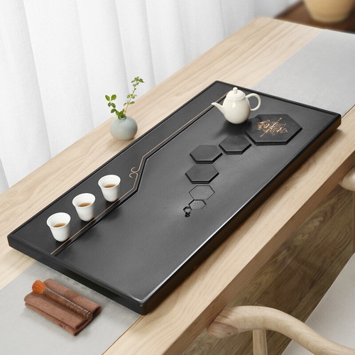 rectangle serving tray black stone tea tray weighted tea boat water ...