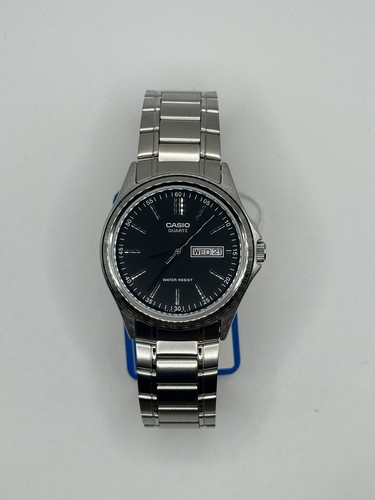 Men’s Casio Stainless Steel Black Dial Wristwatch MTP-1239D-1ADF for ...