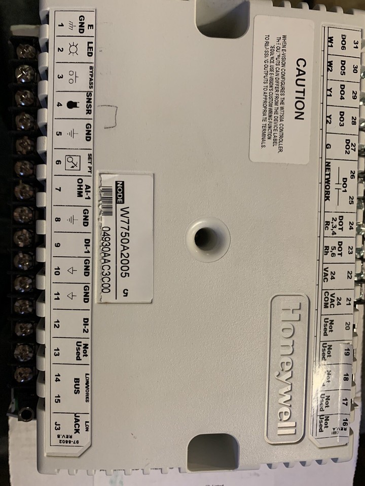 NEW Honeywell W7750A 2005 Excel 10 Constant Volume Air Handling Unt 24V ...
