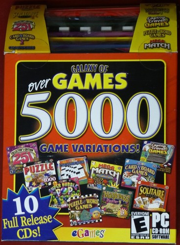 Video Game PC Galaxy of Over Games 5000 10 CDs Crossword Solitaire ...