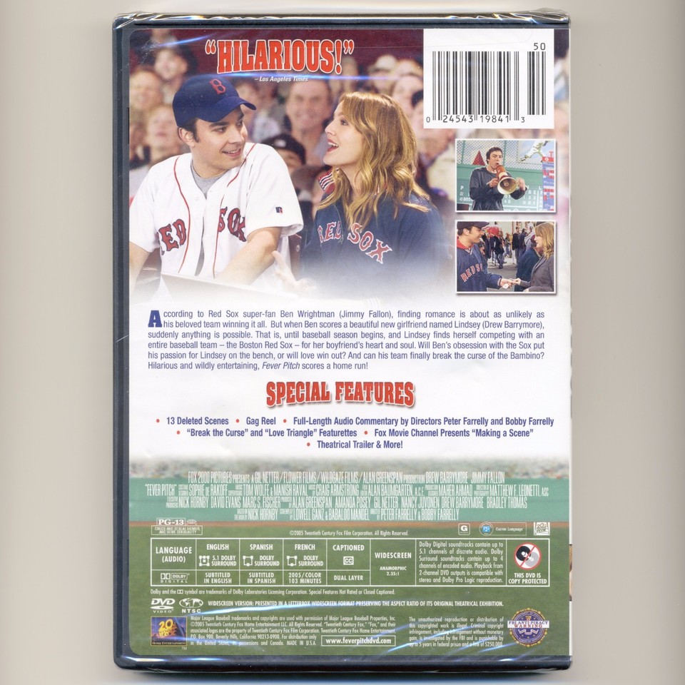Fever Pitch 2005 Red Sox baseball movie, new DVD Drew Barrymore, Jimmy ...