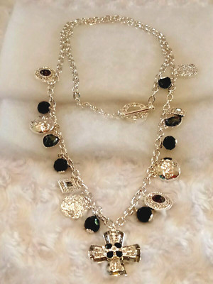HEIDI DAUS "Sophisticated Swag"(Cross/Toggle) JET Necklace (Orig.$159 ...