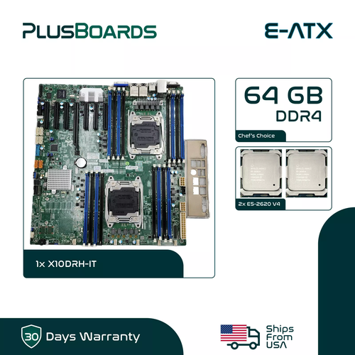 Supermicro X10DRH-iT E-ATX Dual LGA 2011-3 Motherboard w/ 2x E5-2620V4 ...