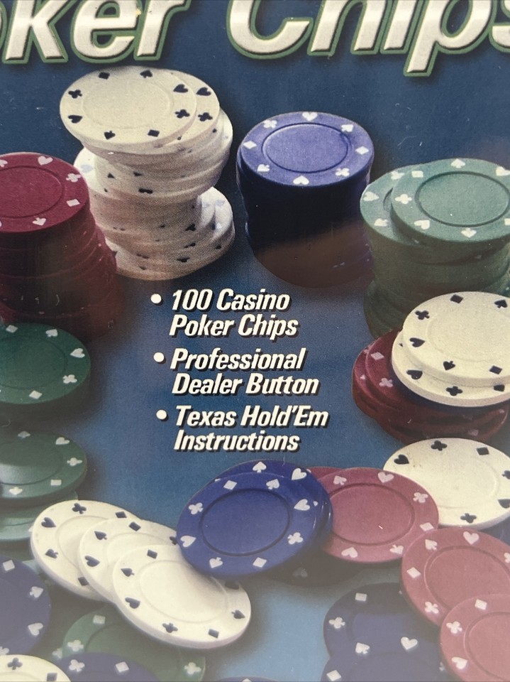 PROFESSIONAL POKER CHIPS IN A TIN TRADEMARK POKER Includes Free Deck Of ...