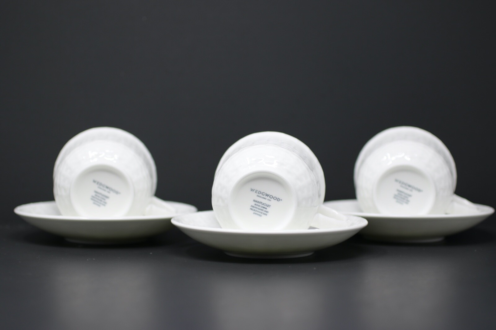 Wedgewood Nantucket Basket Weave Cup and Saucer Coffee Tea Set of Three ...