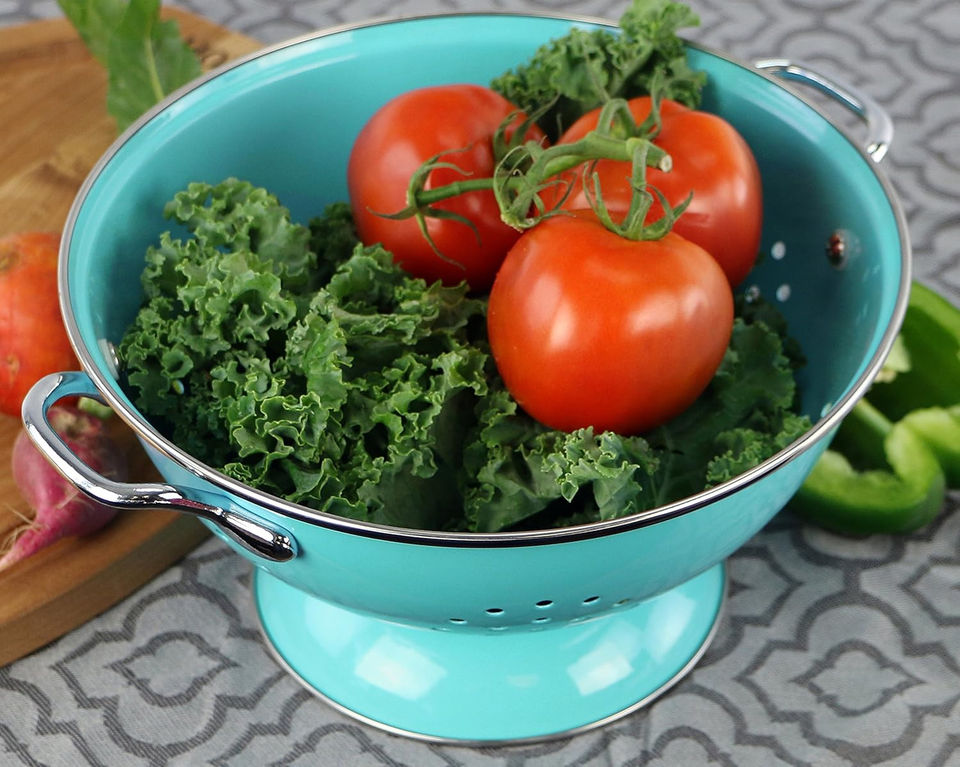 Calypso Basics Powder Coated Enameled Colander, 3-Quart, Turquoise | eBay