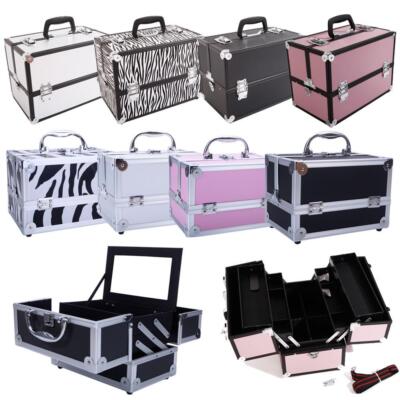 9"/14" Handle Aluminum Makeup Train Case Jewelry Box Cosmetic Organizer ...