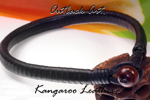 HANDMADE Kangaroo Leather Tigers Eye New Wristband Men Bracelet 2B-384 ...