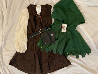 California Costumes Robin Princess Thieves Brown Tunic Green Hood Belt ...