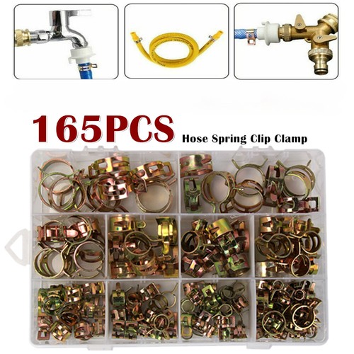165pack Spring Clips Fuel Hose Line Water Pipe Air Tube Clamps 6-22mm ...