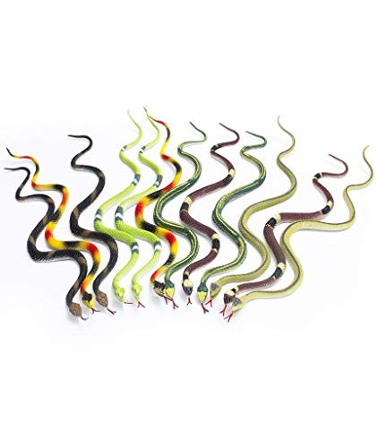 Fun Central 12-Pack Realistic Rubber Snakes - 14-Inch Flexible Prank ...