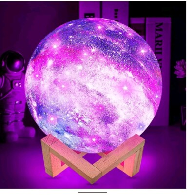 3D Printing Moon Galaxy Lamp Moonlight Touch Color Changing With Cute ...