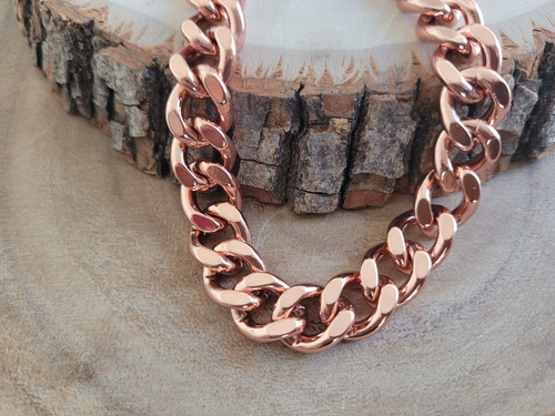 Pure Solid Copper Bracelet Arthritis Cuban Chain Curb Link Rider 11 mm ...