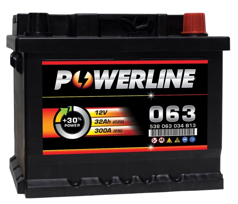 Car Battery 063 Powerline 063 300A 32Ah 4Yr Warranty 210x175x175 | eBay UK