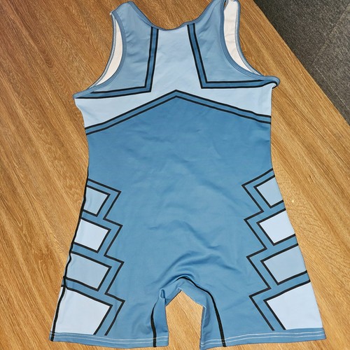 Men's Light Blue Size M Unitard Stretch Wrestling Singlet Sport Uniform ...