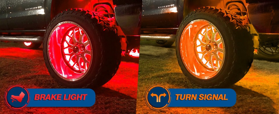 MICTUNING 4x 15" Inch Wheel Ring Lights 2-Row RGB-IC Dream Color Car ...