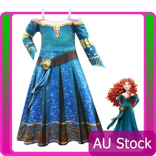 Girls Brave Merida Costume Blue Kids Child Book Week Halloween Fancy ...