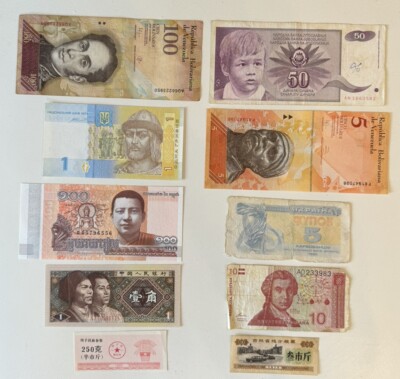 Mix of 10 Assorted Banknotes Unique Lot Uncirculated Circulated Foreign ...