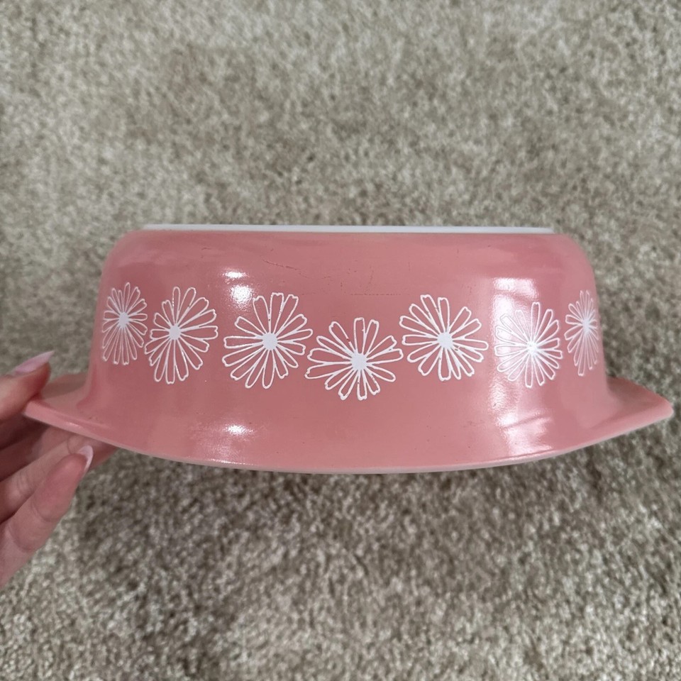 Vintage PYREX PINK DAISY Cinderella CASSEROLE BAKING DISH No Lid 043 1 ...