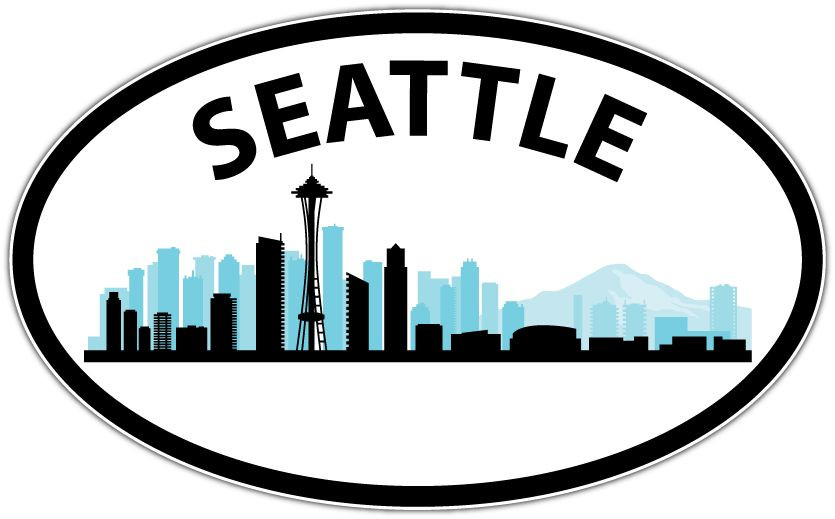 Seattle Washington State City USA Oval Car Bumper Window Sticker Decal ...