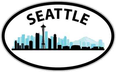 Seattle Washington State City USA Oval Car Bumper Window Sticker Decal ...