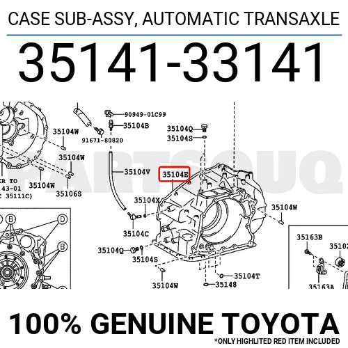 3514133141 Genuine Toyota CASE SUB-ASSY, AUTOMATIC TRANSAXLE 35141 ...
