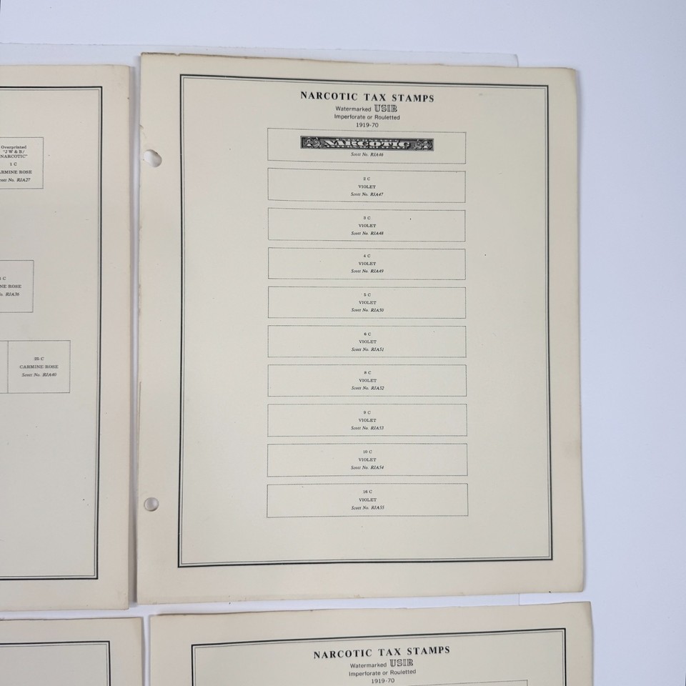 US Revenue Stamp Collection, Narcotic Tax Stamps Album Pages Blank 1919 ...