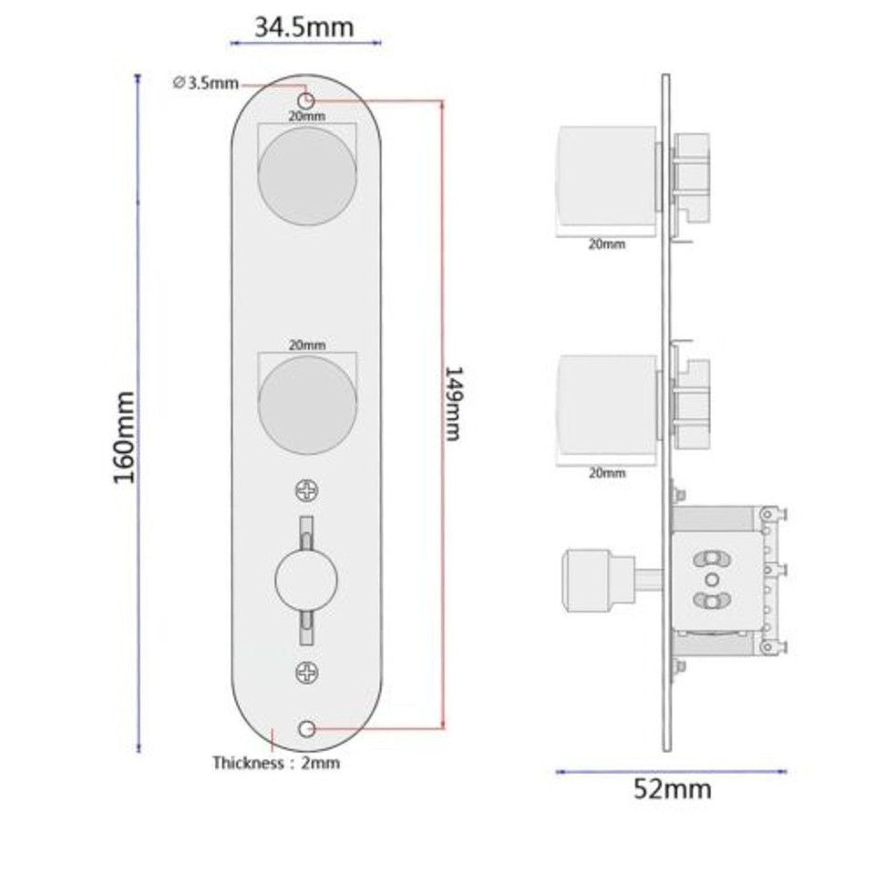 Zinc Alloy Prewired Wired Control Plate 3-Way Switch Knob For ...