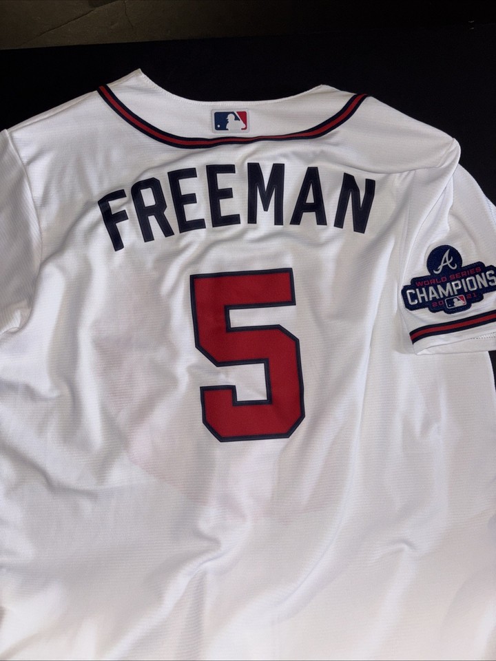 Freddie Freeman #5 Atlanta Braves 2021 World Series Champions Jersey White XL | eBay