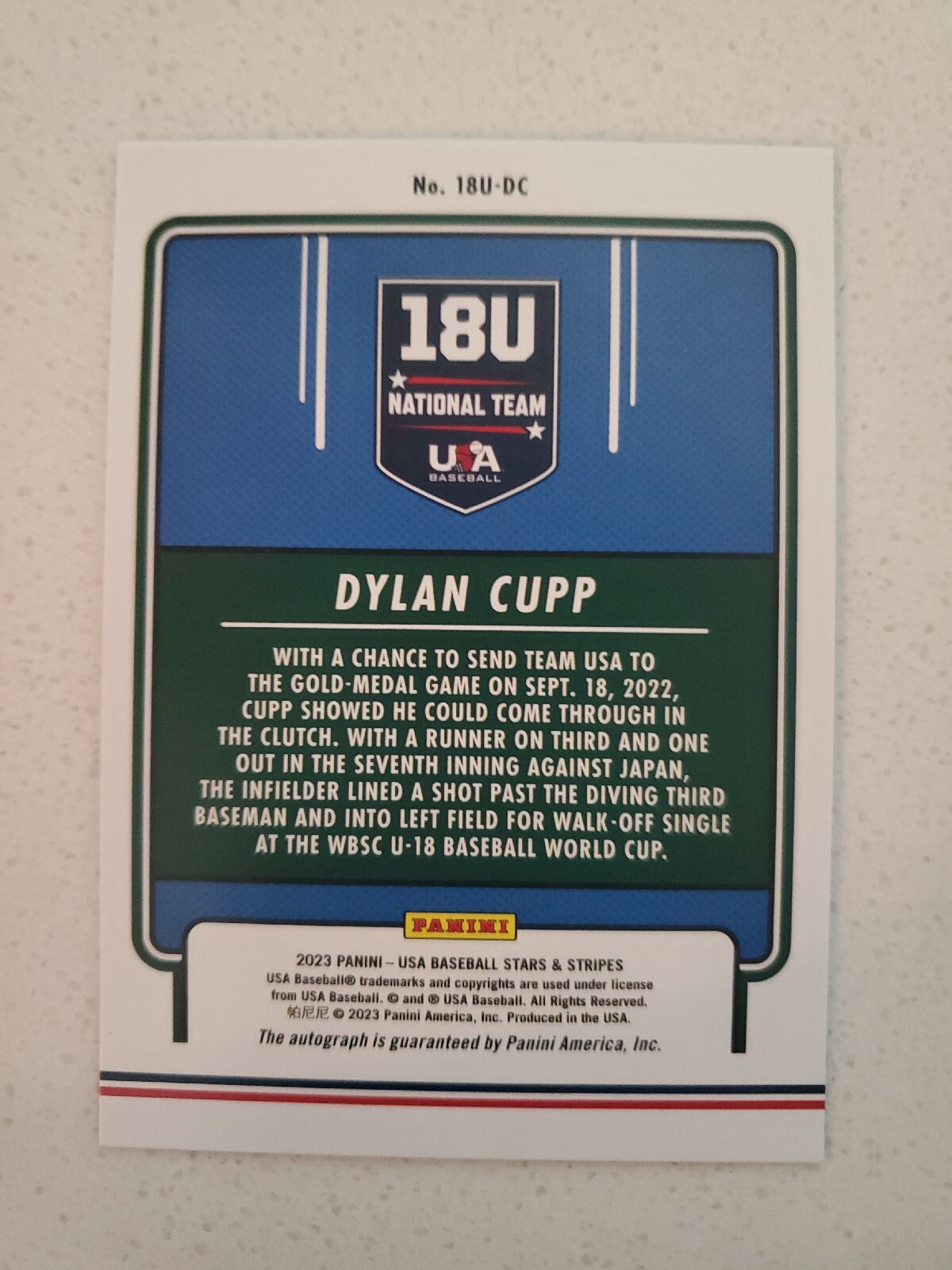 Dylan Cupp 2023 USA Baseball Stars & Stripes Silver foil Ink Autograph ...