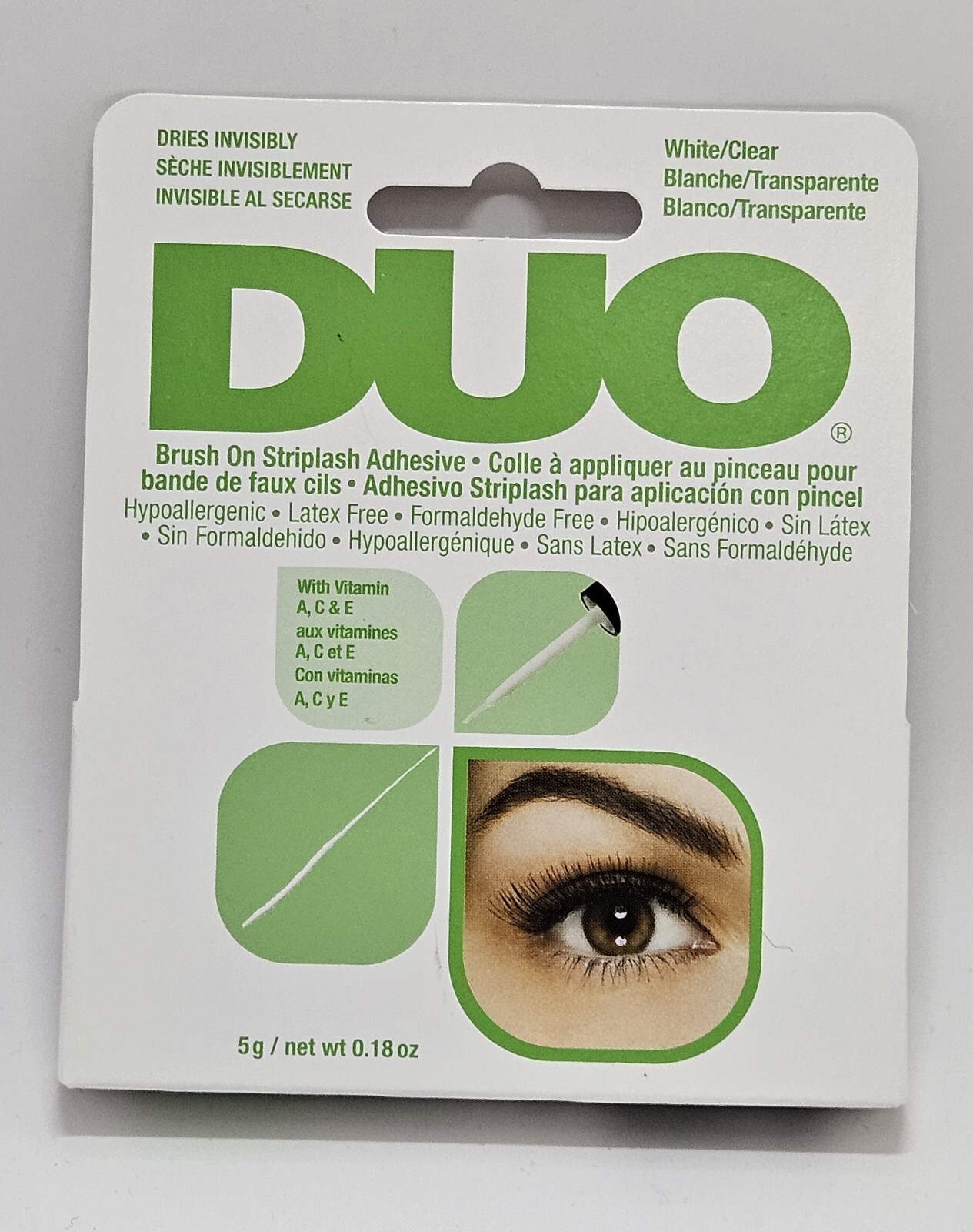 DUO - STRIP EYELASH ADHESIVE WHITE/CLEAR BRUSH ON DRIES INVISIBLE 0.18 ...