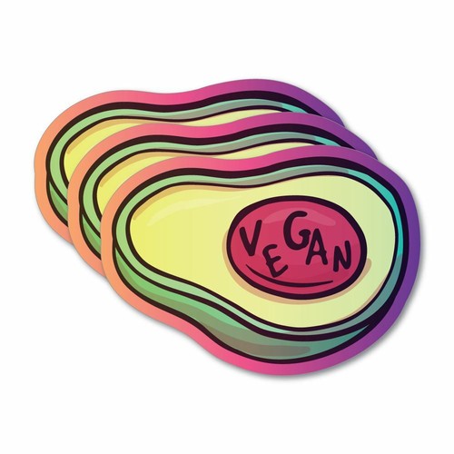 3X Vegan Avocado Sticker Decal Vegan Plant Vegetarian Food Laptop ...