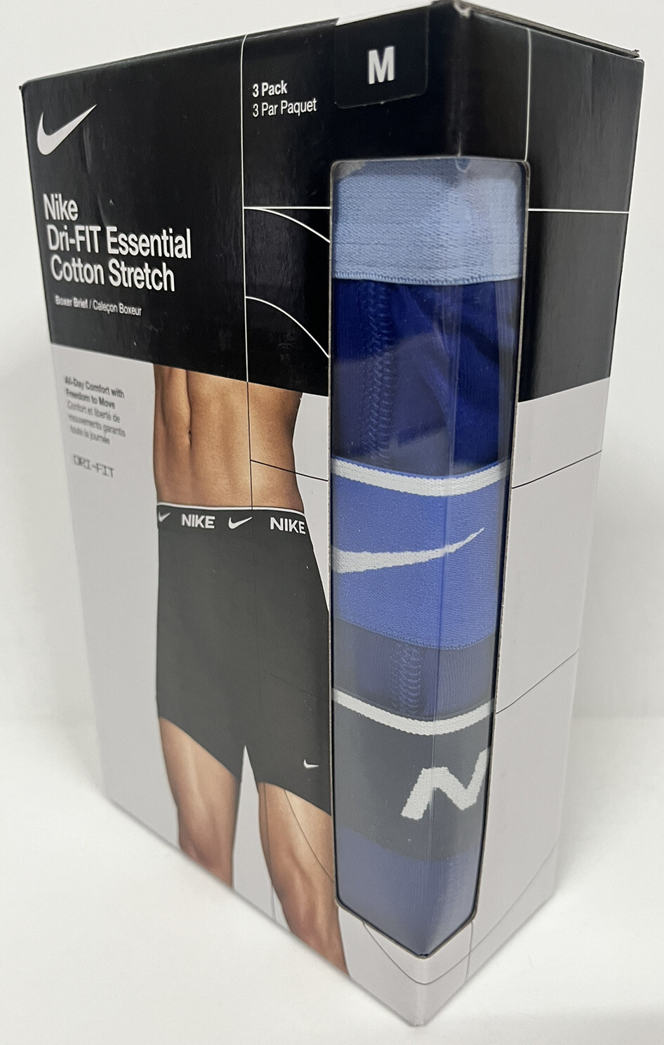 Nike Everyday Cotton Stretch Boxer Brief Trunks 3 Pack Blue Men Size ...