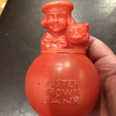 Vintage 1960's Red Plastic Mold Buster Brown Bank | eBay