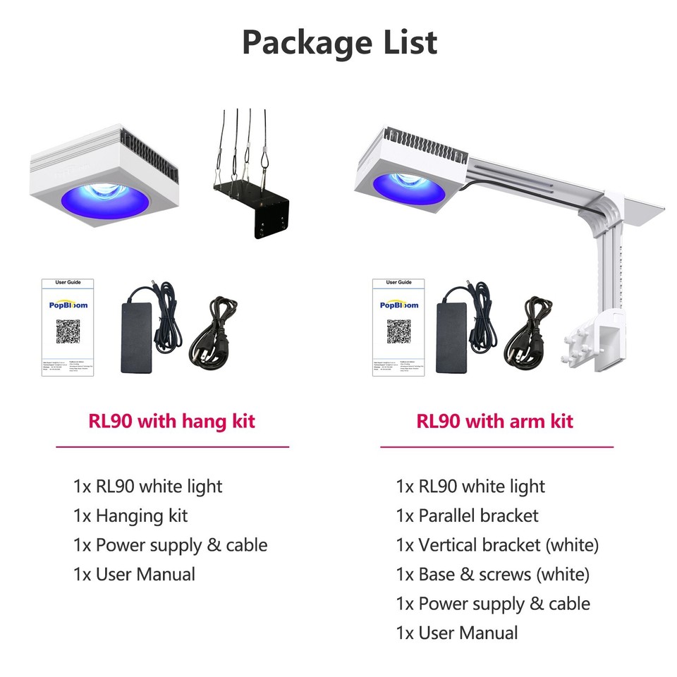 PopBloom RL90 WiFi Marine LED Aquarium Reef Light Full Spectrum Coral ...