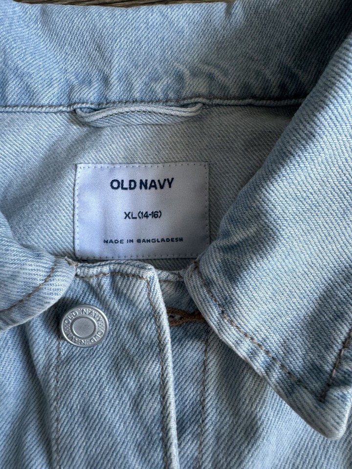 Old Navy Girls Teen Light Wash Denim Jacket LOVE Pride Flag Size XL/14 ...