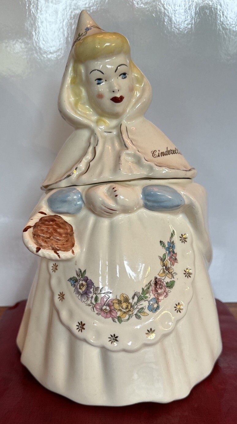 Vintage Merlox 11" Cinderella Cookie Jar 1950's Ceramic Hand Painted ...