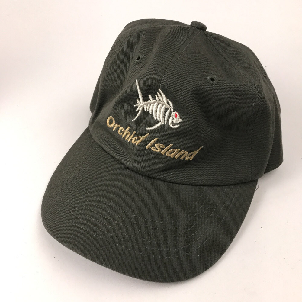 Orchid Island Fish Bones Hat Dark Green Cotton with b… - Gem