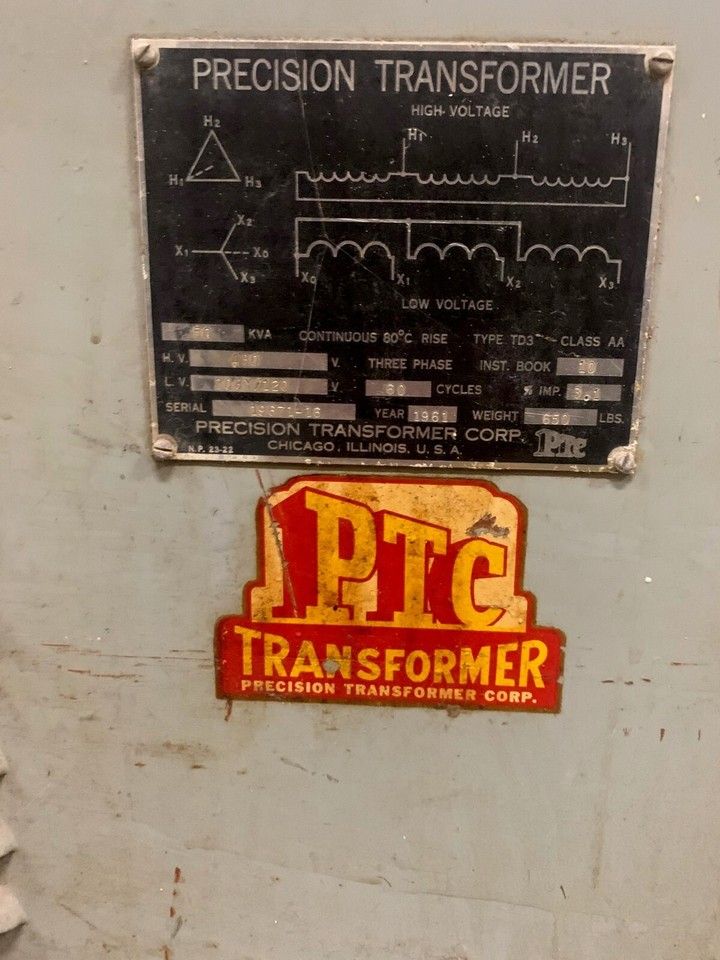 PRECISION TRANSFORMER PTC TRANSFORMER 50KVA H.V 480 L.V 208Y/120 3PH | eBay