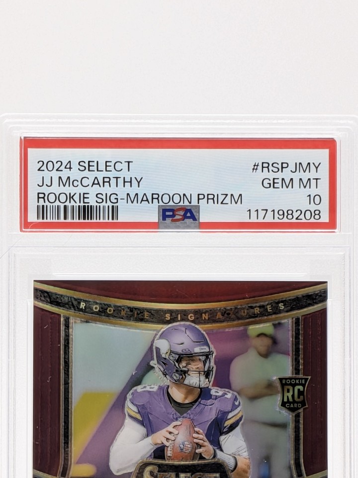 2024 Panini Select Maroon Rookie Auto J.J. McCarthy RC /75 PSA 10 Gem ...