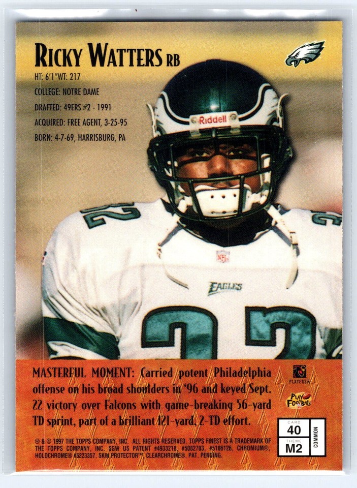 1997 TOPPS Finest #40 Ricky Watters Philadelphia Eagles W/PEEL | eBay