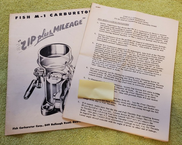 Fish Carburetor Manuals & Installation Instructions Lot 2 MAKE OFFER ...