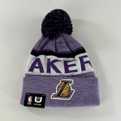 LA Lakers Beanie Pom Knit Winter Cuff Purple White Yellow Logo NBA ...