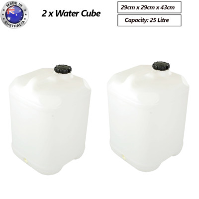2pk 25L Plastic Water Container Cube Drinking Camping Caravan Storage ...
