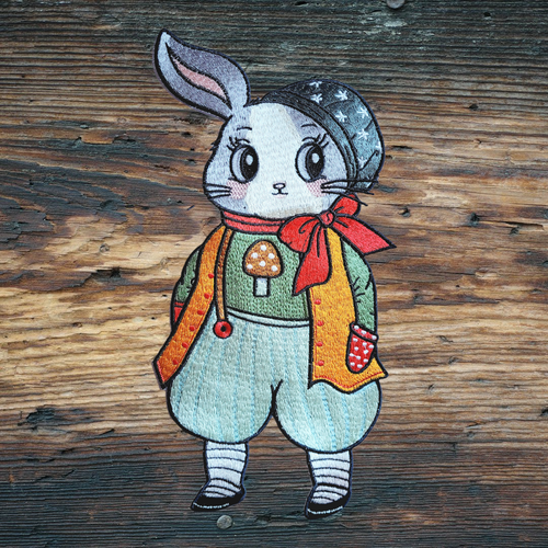 Cottagecore Rabbit Mushroom Applique Patch Cottage core Sew-on Large ...