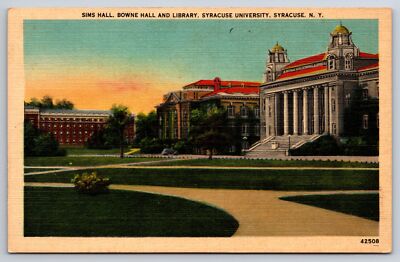 SYRACUSE, NY Postcard- SIMS HALL BOWNE HALL AND LIBRARY SYRACUSE ...