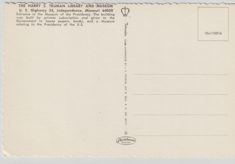 The Harry S. Truman Library Museum, Independance Missouri Vintage ...