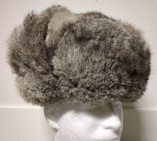 Vintage Russian Military Style Genuine Rabbit Fur Ushanka Trapper Hat ...